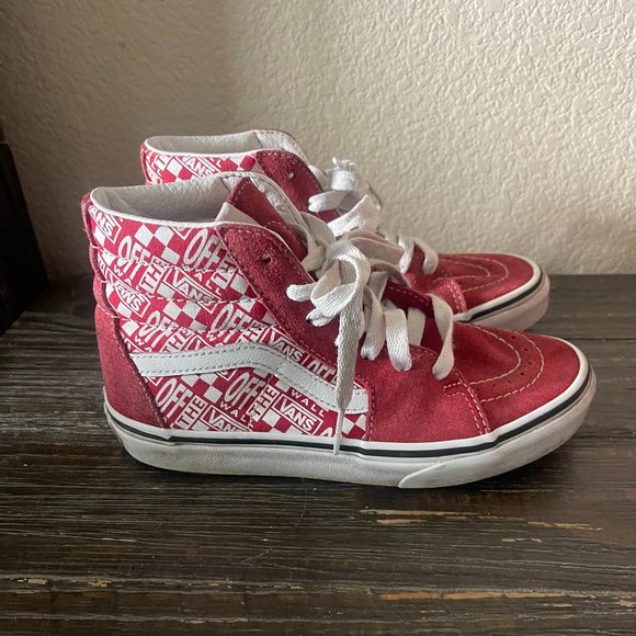 Vans | Shoes | Vans Off The Wall High Top Red And White Youth Vans ...